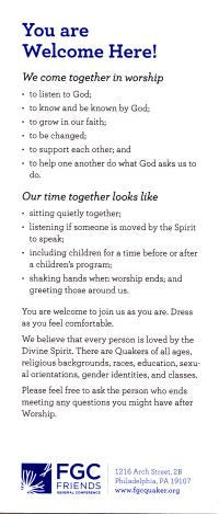 Newcomer Card: You are Welcome Here - bundle of 25 – QuakerBooks of FGC